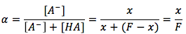 Fraction dissociation of an acid
