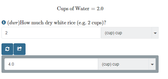 Rice-to-water ratio calculator